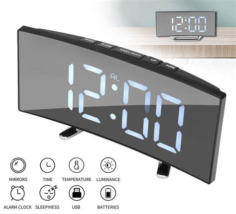 Large Led Digital Clock Bedside Table Alarm Clock Temperature Time Dis
