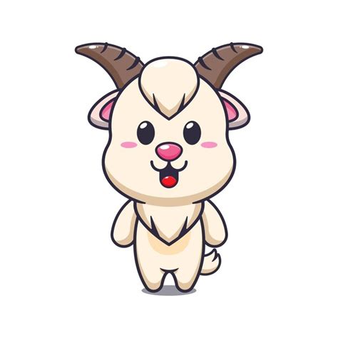 Premium Vector Cute Goat Cartoon Vector Illustration