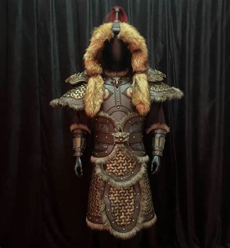 Genghis Khan Mongolian Cavalry Armor Men Leather Plastics Ancient