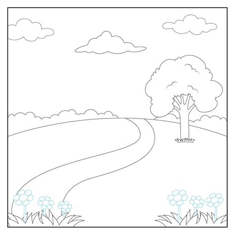 How To Draw A Garden Step By Step