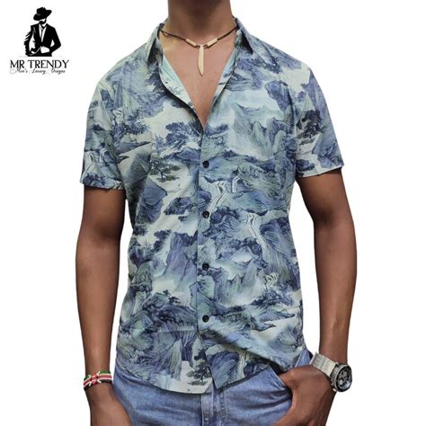 Blue And Green Designer Stretching Shirts For Men Mr Trendy