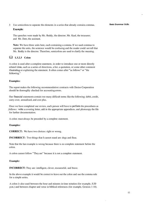 Basic Grammar Skills 9 3 Use Semicolons To Separate The Elements In A