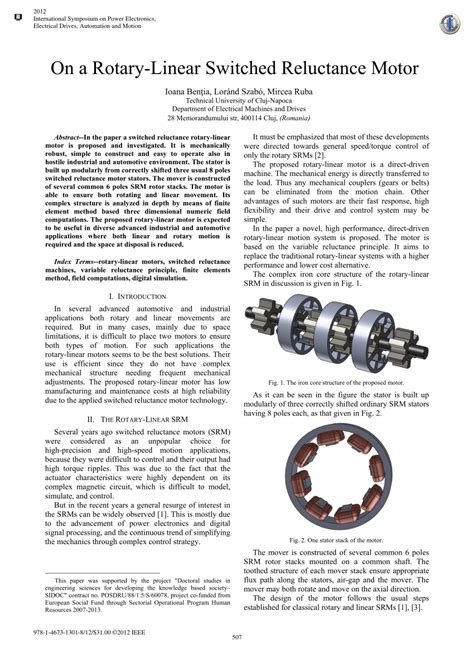 Pdf On A Rotary Linear Switched Reluctance Motor