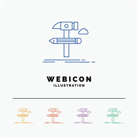 Build Design Develop Tool Tools 5 Color Line Web Icon Template