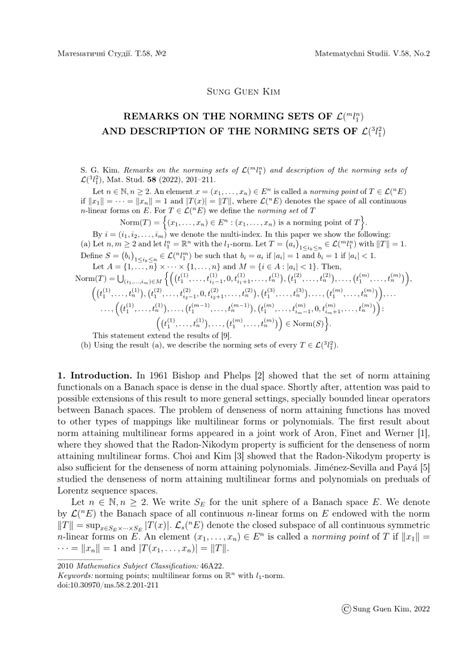 PDF Remarks On The Norming Sets Of Mathcal L Ml N And Description Of The Norming