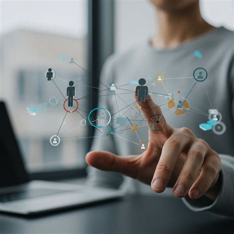 A Person S Hand Interacts With A Digital Interface Depicting A Network Of Connected Stock