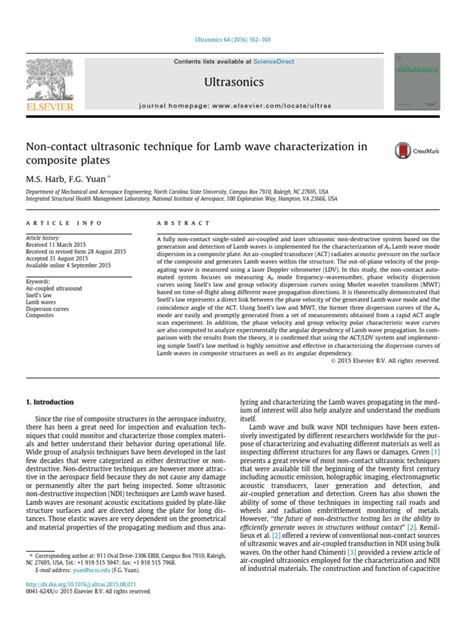 Ultrasonics Noncontact Ultrasonic Technique For Lamb Wave Characterization In Composite Plates