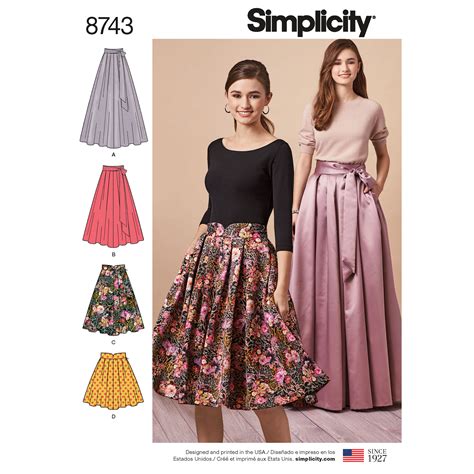 Simplicity 8743 Misses Pleated Skirts