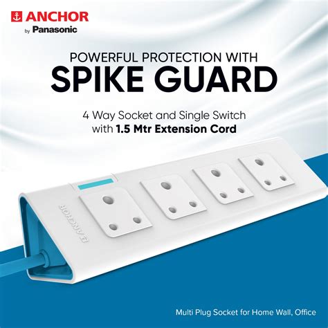 Anchor By Panasonic 4 Way Extension Board Socket With Single Switch 4 Way Socket With 1 5 Mtr
