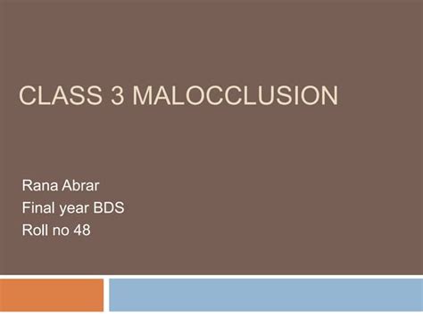 Class 3 Malocclusion Ppt
