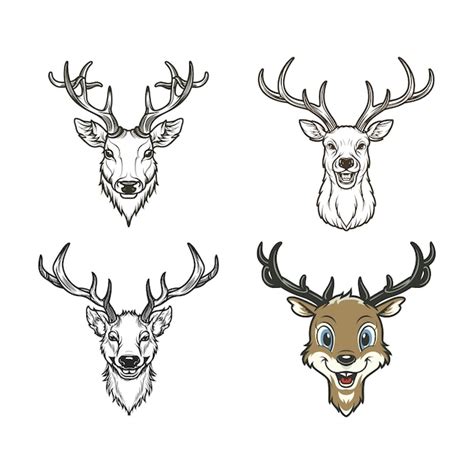 Premium Vector Happy Deer Head Icon Collection