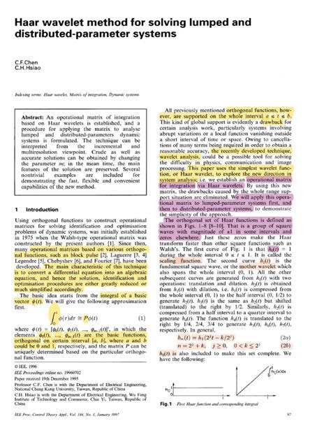 Haar Wavelet Method For Solving Lumped And Distributed Parameter