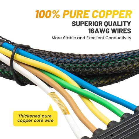 5 Way Flat Trailer Wire Extension 48 Inch Vehicle Side