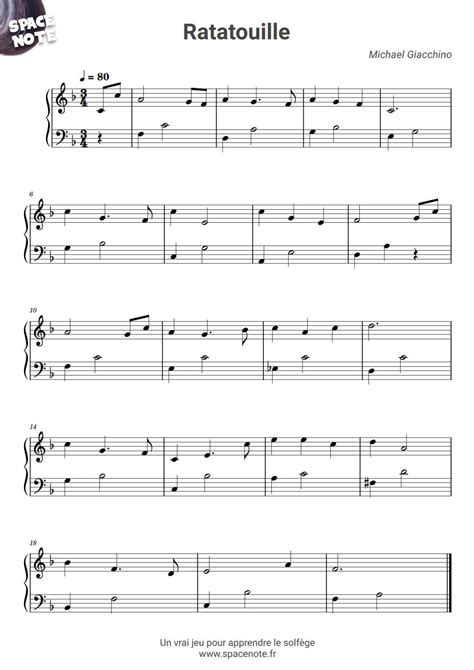 Ratatouille partition piano facile Solfège Blog
