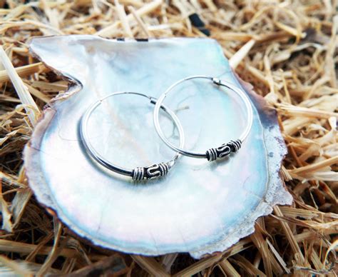 Bali Hoop Earrings Silver Balinese Sterling 925 Tribal Handmade Jewelry
