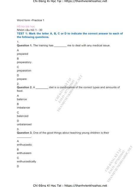 Word Form Practice 1 Pdf