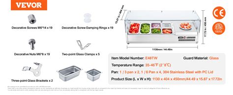 Vevor Refrigerated Condiment Prep Station 135 W Countertop Refrigerated Condiment Station With