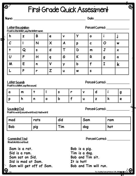 First Grade Reading And Writing Assessment And Data Forms With Editable