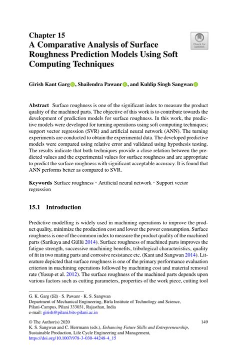 pdf a comparative analysis of surface roughness prediction models using soft computing techniques