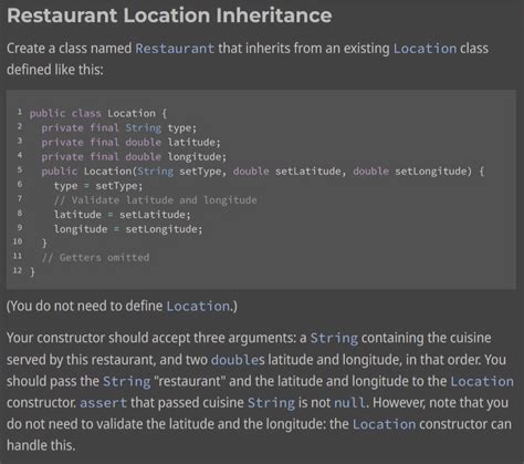 Solved Restaurant Location Inheritance Create a class named | Chegg.com