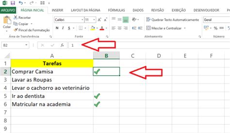 formas de inserir o símbolo de ticado no Excel Excel Horas