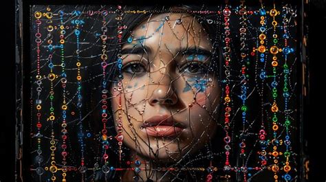 Portrait Of Sensual Woman Among Dna Chains Premium Ai Generated Image