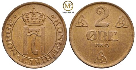 meyer eek auksjon 2 øre 1913 haakon vii kv 0