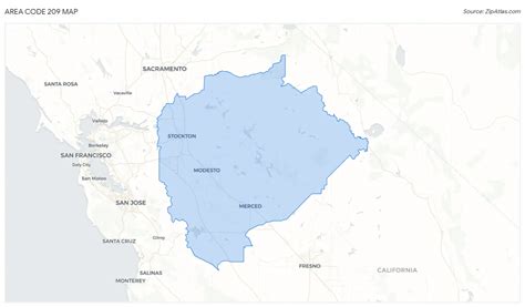 209 Area Code Zip Atlas