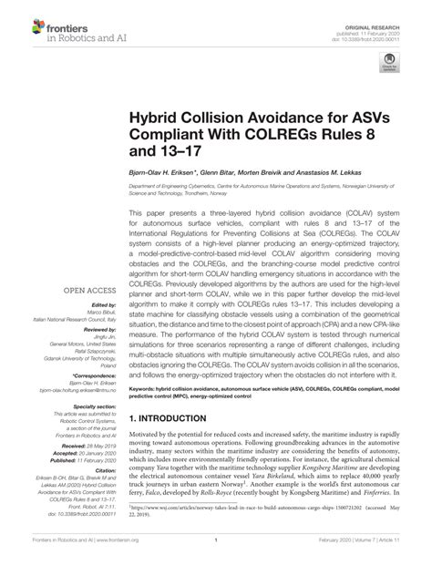 Pdf Hybrid Collision Avoidance For Asvs Compliant With Colregs Rules