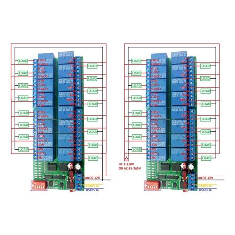 Channel Relay Module DC V MODBUS RTU RS Relay Module Board PLC Controller Serial Port