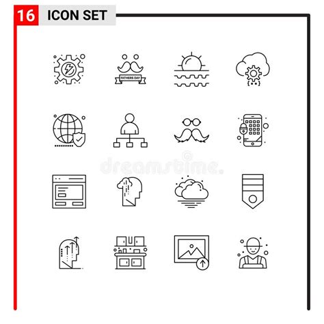 16 Thematic Vector Outlines And Editable Symbols Of Globe Development