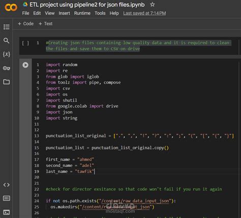 creating a pipeline that preform an etl process on json files مستقل