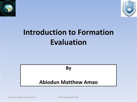 Introduction To Formation Evaluation Pdf