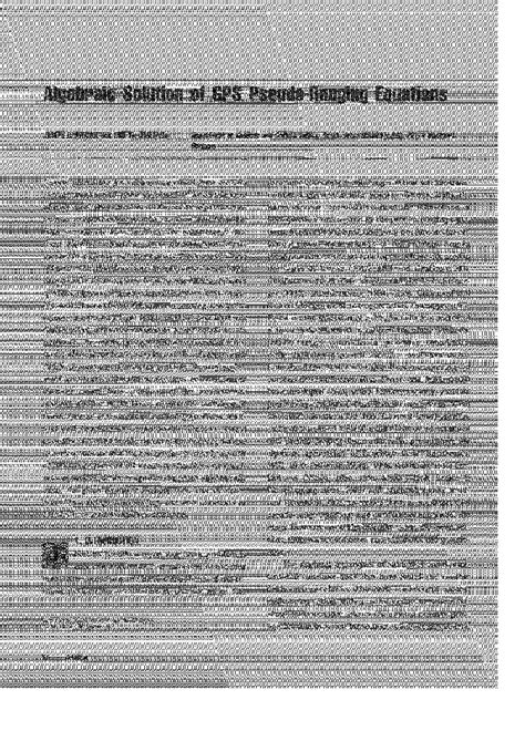 Pdf Algebraic Solution Of Gps Pseudo Ranging Equations