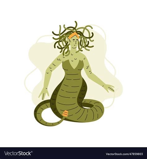 Medusa Gorgon Flat Mystical Royalty Free Vector Image