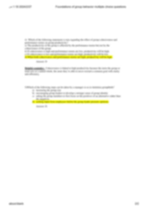 Solution Foundations Of Group Behavior Multiple Choice Questions
