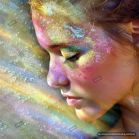 Ai创作图炫酷冷暖色晕染 唯美彩虹女孩 绚丽美体美颜彩妆美妆 多彩梦幻 梦幻彩虹女孩 梦幻之美 彩妆创意 彩虹女孩 镭射炫彩渐变 多彩美妆