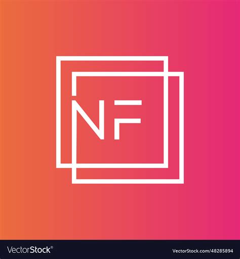 Creative Initial Letter Nf Square Logo Design Vector Image
