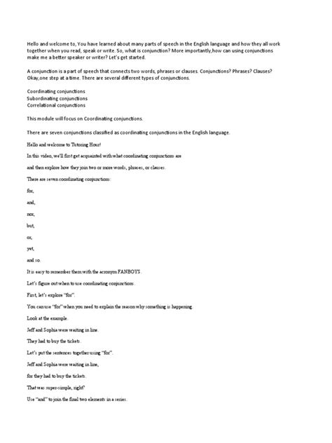 Conjunctions Pdf Linguistics Human Communication