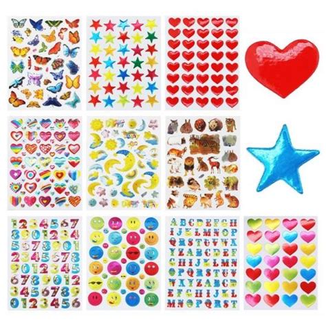Gommettes Enfant Noël 100 Feuillesgommettes Forme De CoeurÉtoiles