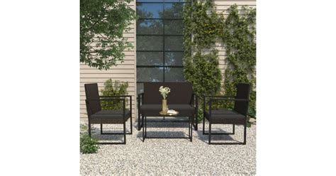 fekete polyrattan kerti pad párnákkal 106 cm Pepita hu