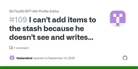 I Cant Add Items To The Stash Because He Doesnt See And Writes