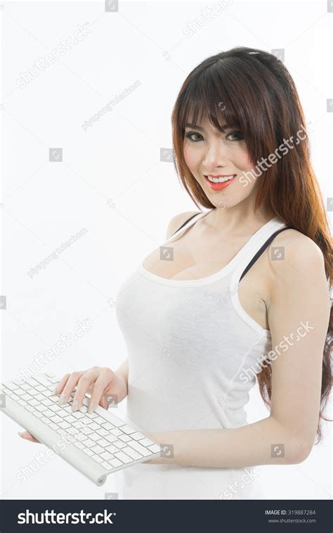Стоковая фотография 319887284 Sexy Asian Woman Keyboard Shutterstock