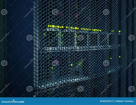 Abstract Of Modern High Tech Internet Data Center Room With Rows Racks Network And Server