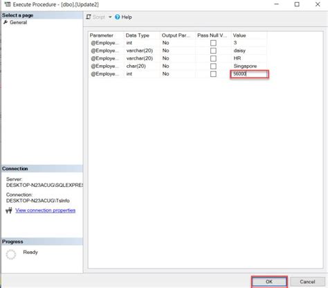 How To Execute The Stored Procedure For Updating The Sql Server