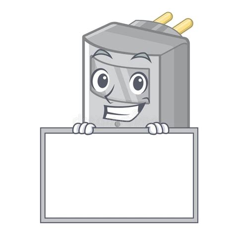 Grinning With Board Motion Sensor Attached To Cartoon Wall Stock Vector