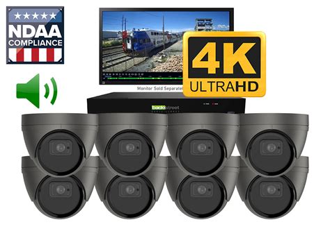 8 Dome Security Camera System Black 90 Ft Night Vision 4k