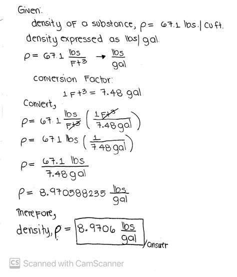 Solved Show Your Work The Density Of A Substance Is Given As 671