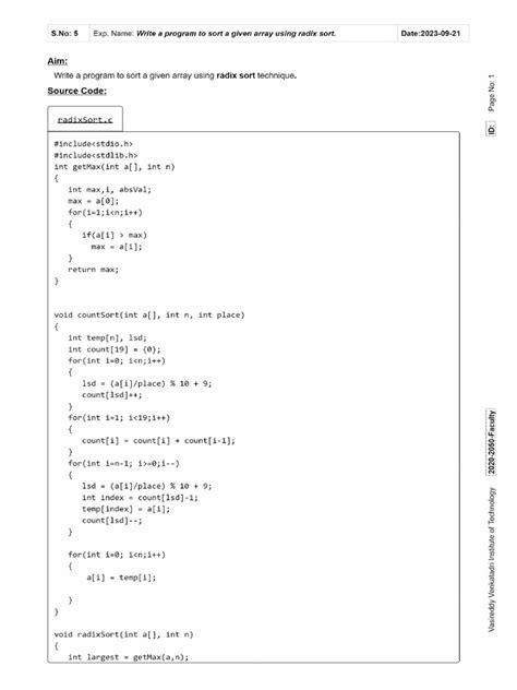 Radix Sort Pdf