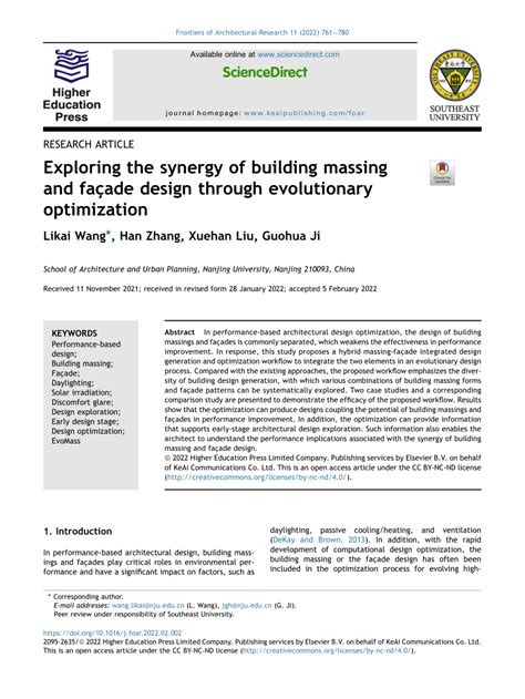 Pdf Exploring The Synergy Of Building Massing And Façade Design